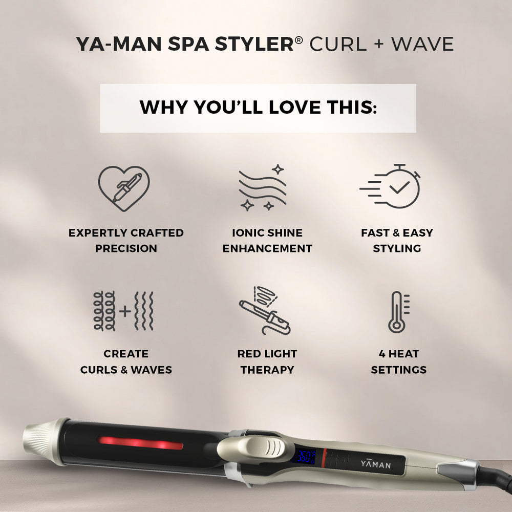 YA-MAN SPA STYLER® Curl + Wave 1.25" – With Red Light + Infrared Technology